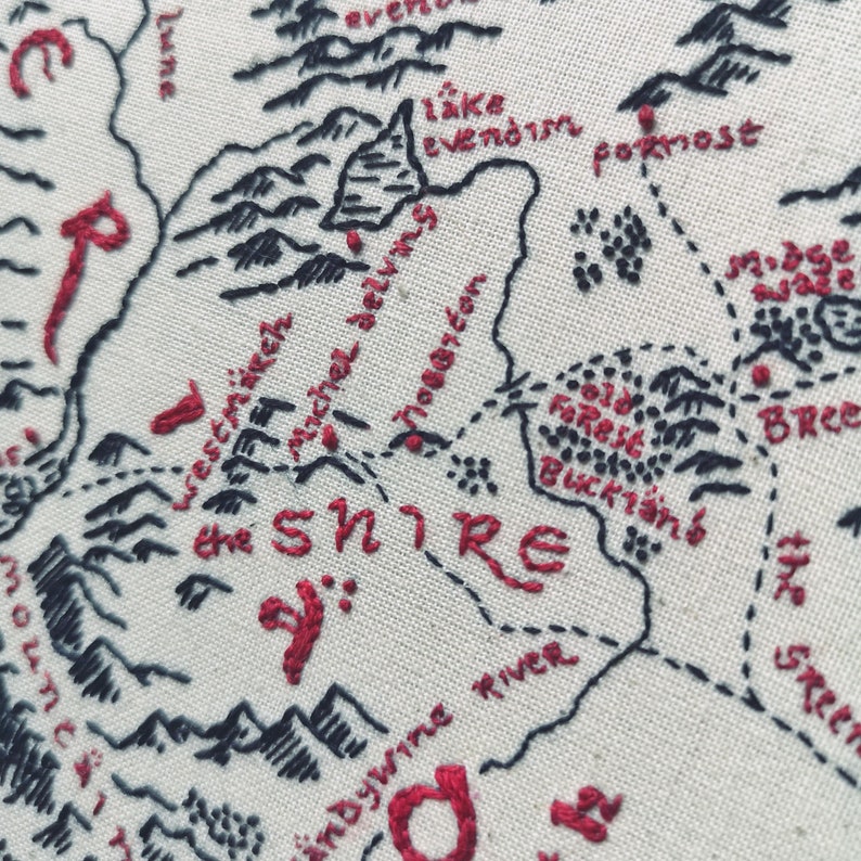 The Shire Lord of the Rings Tolkien Map PDF Embroidery | Etsy