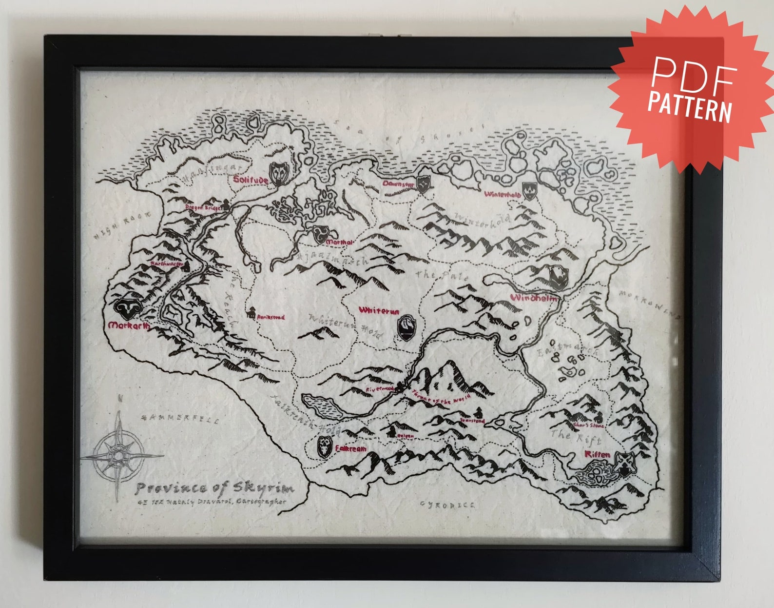 Skyrim the Elder Scrolls Map PDF Embroidery Pattern - Etsy
