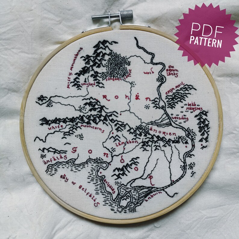 Rohan and Gondor Lord of the Rings Tolkien Map Embroidery | Etsy