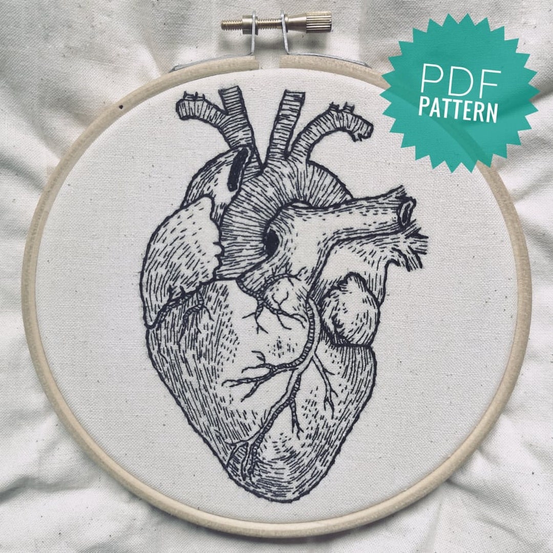 Human Heart Anatomical PDF Embroidery Pattern - Etsy