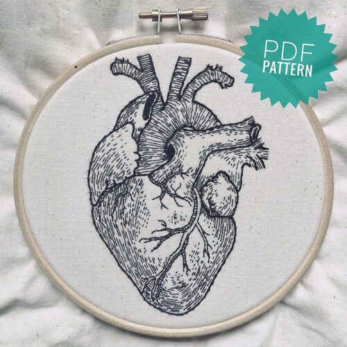 Heart Anatomy Embroidery Pattern DIY Digital Download PDF - Etsy