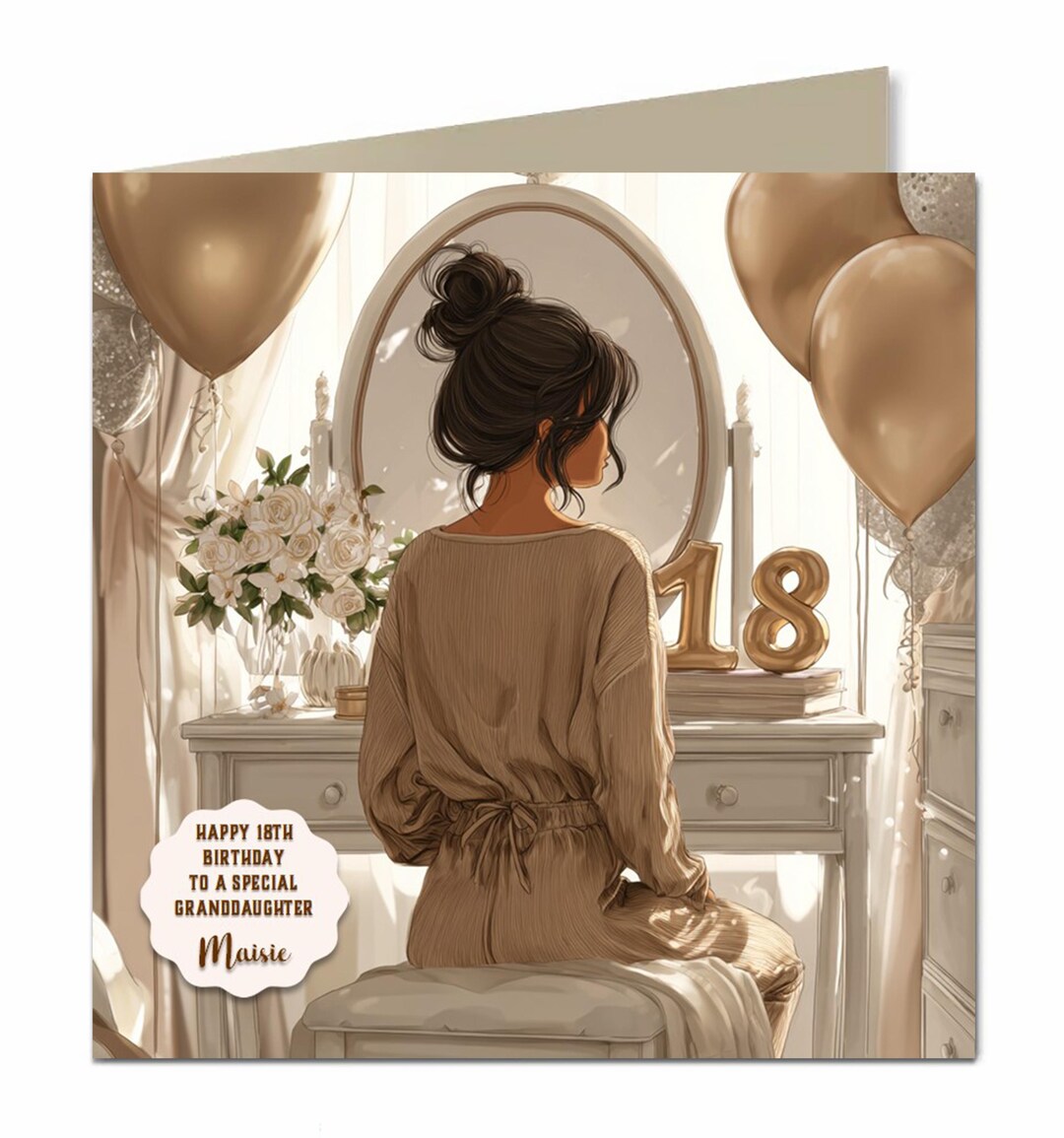 18th Birthday Card for Girls, Daughter, Granddaughter, Niece, Black ...