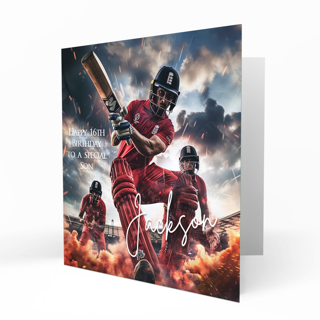 Personalised Cricket Birthday Card, Male, Boys, Son, Grandson, Brother ...
