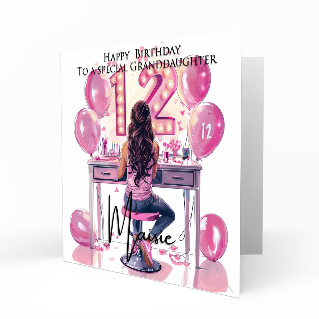 Personalised 12th Birthday Card Girls Granddaughter Niece Daughter ...