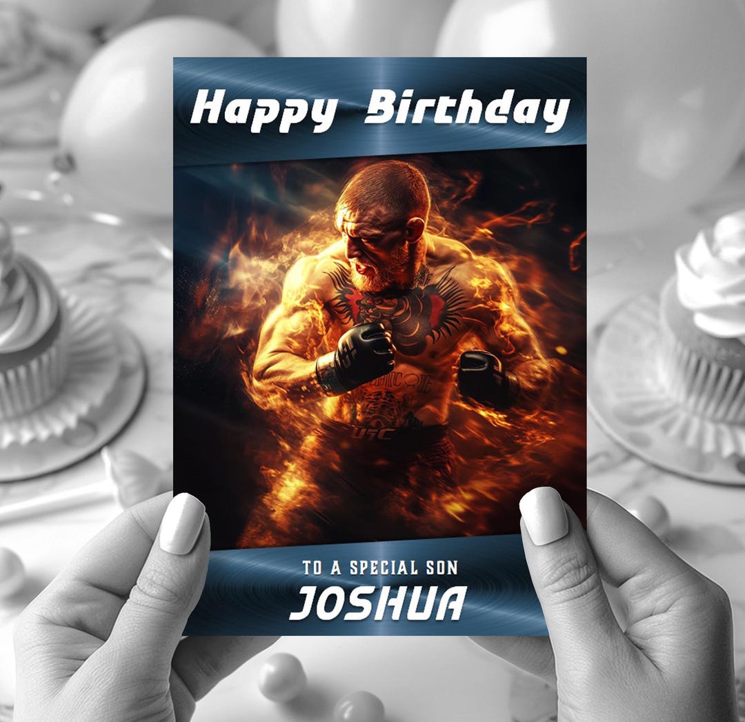 Personalised MMA Birthday Card for Boys Grandson, Son, Dad, Any Name ...