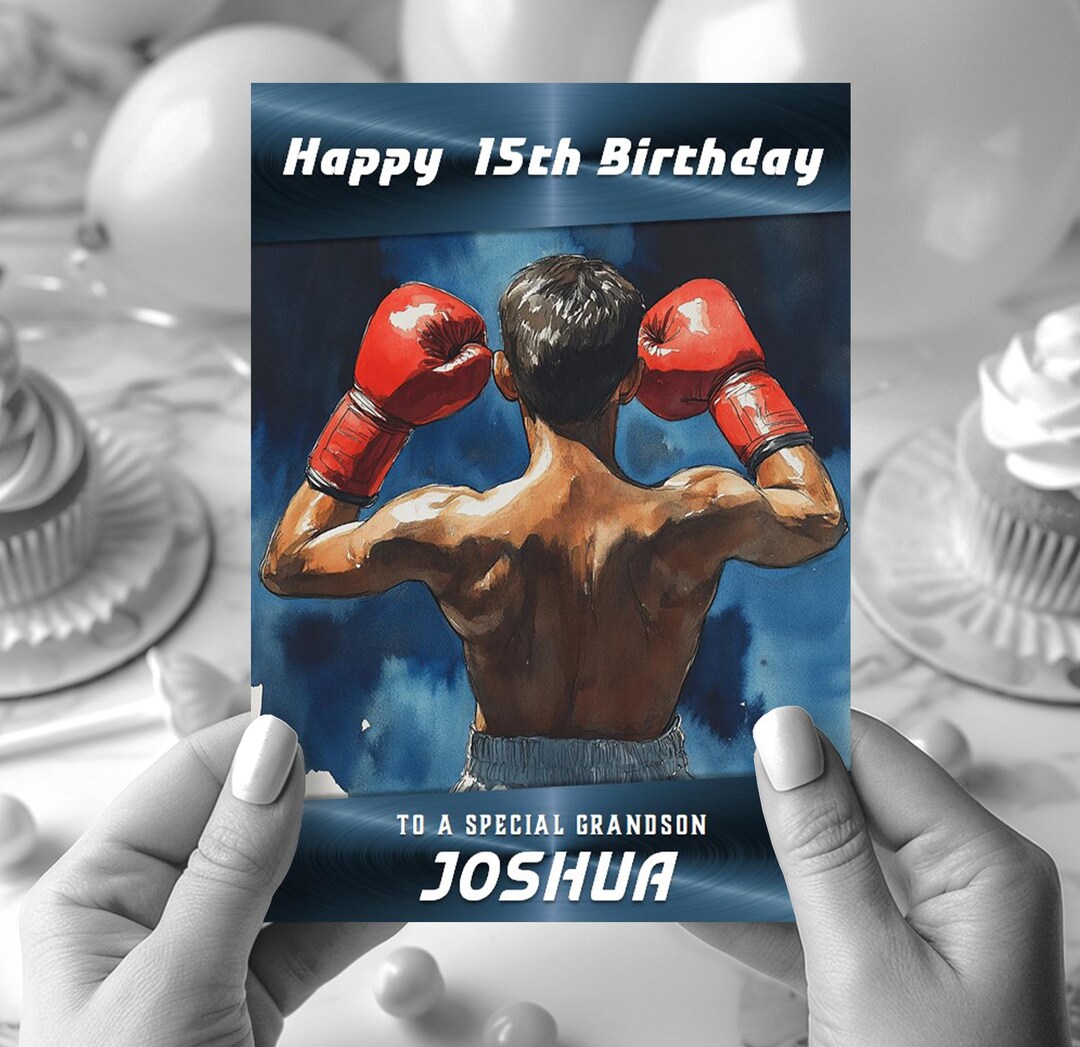 Personalised Boxing Birthday Card for Boys Grandson, Son, Dad, Any Name ...