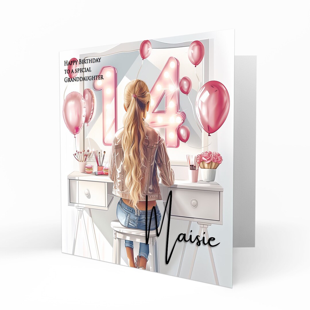 Personalised 14th Birthday Card Girls Granddaughter Niece Daughter ...