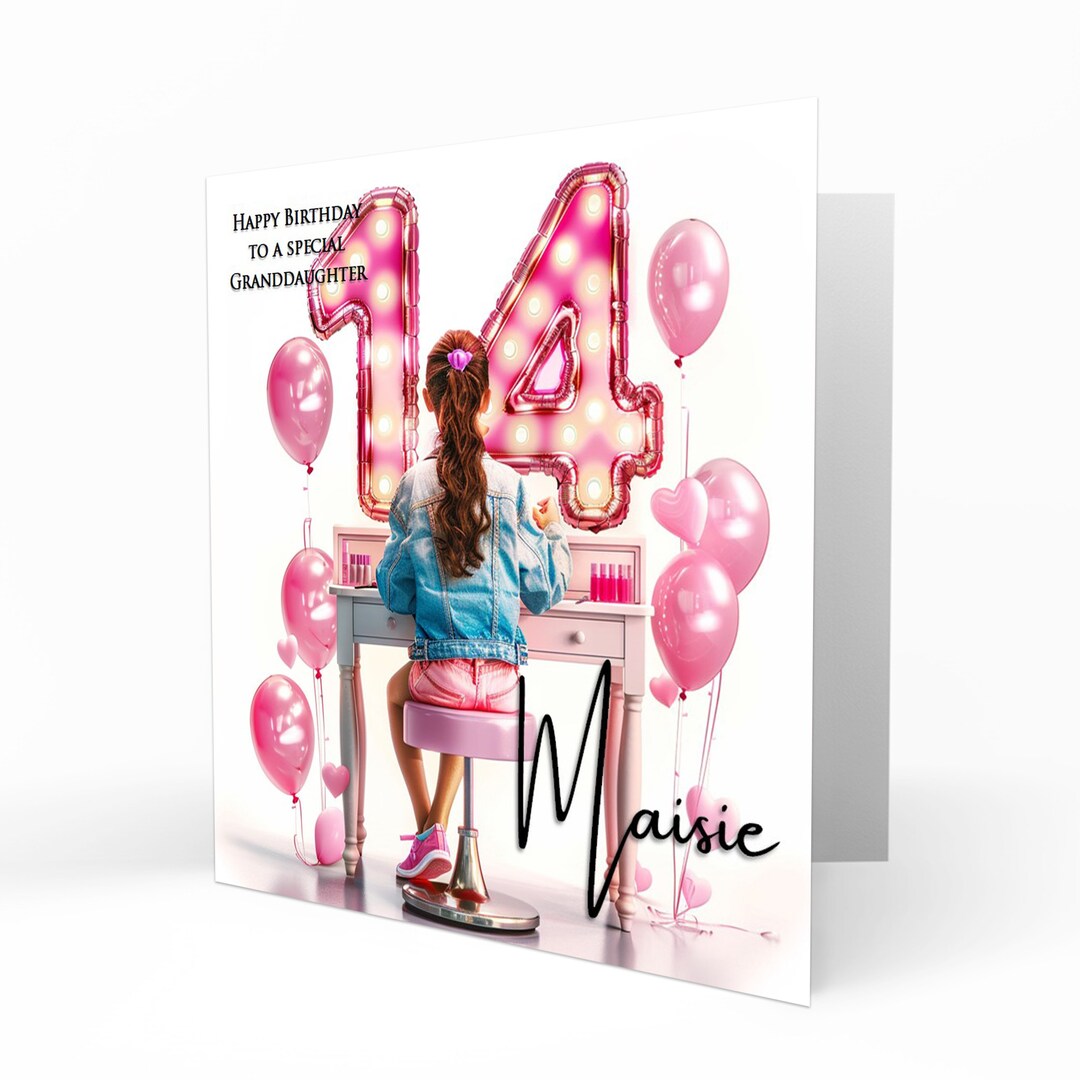 Personalised 14th Birthday Card Girls Granddaughter Niece Daughter ...