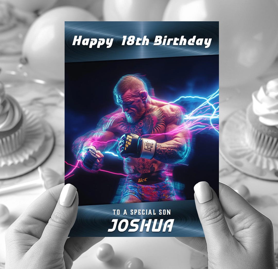 Personalised MMA Birthday Card for Boys Grandson, Son, Dad, Any Name ...