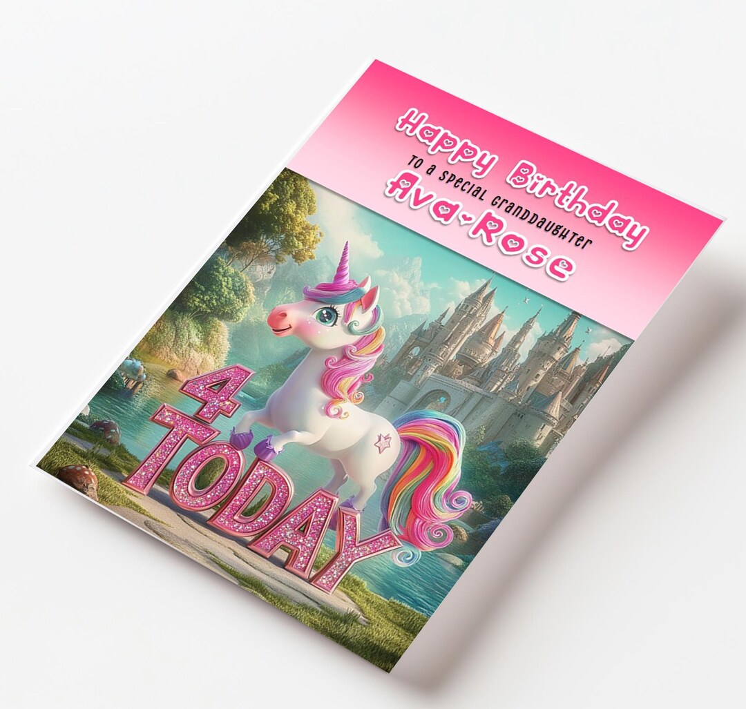 Personalised 4th Birthday Card for Little Girls Daughter, Granddaughter ...