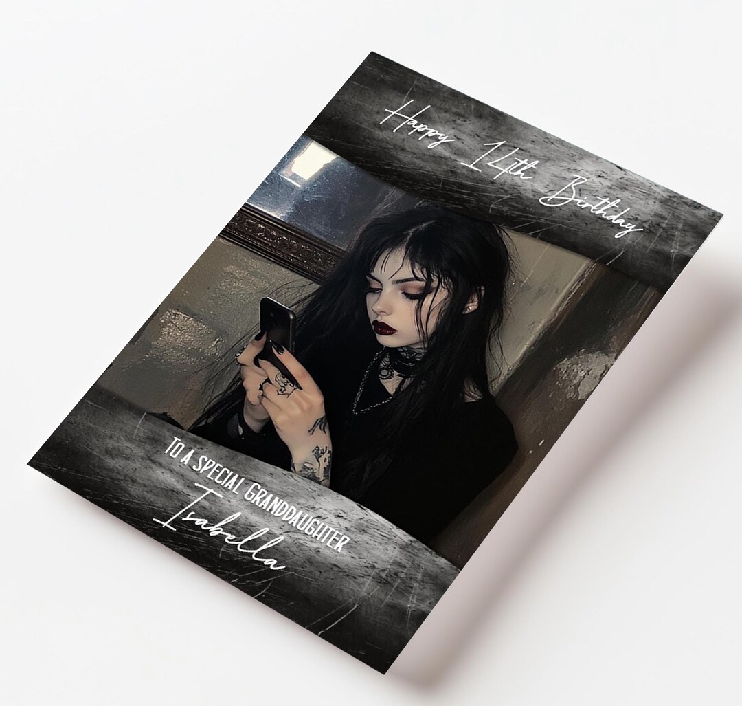 Personalised Goth Selfie Birthday Card for Girls Daughter ...