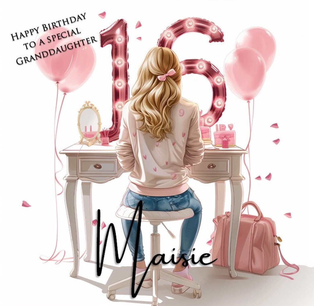 Personalised 16th Birthday Card Girls Granddaughter Niece Daughter ...