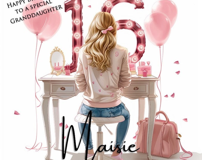 Granddaughter 16 18 21 Birthday Card, Luxury 3D Handmade Personalise Daughter Birthday Card in a ...