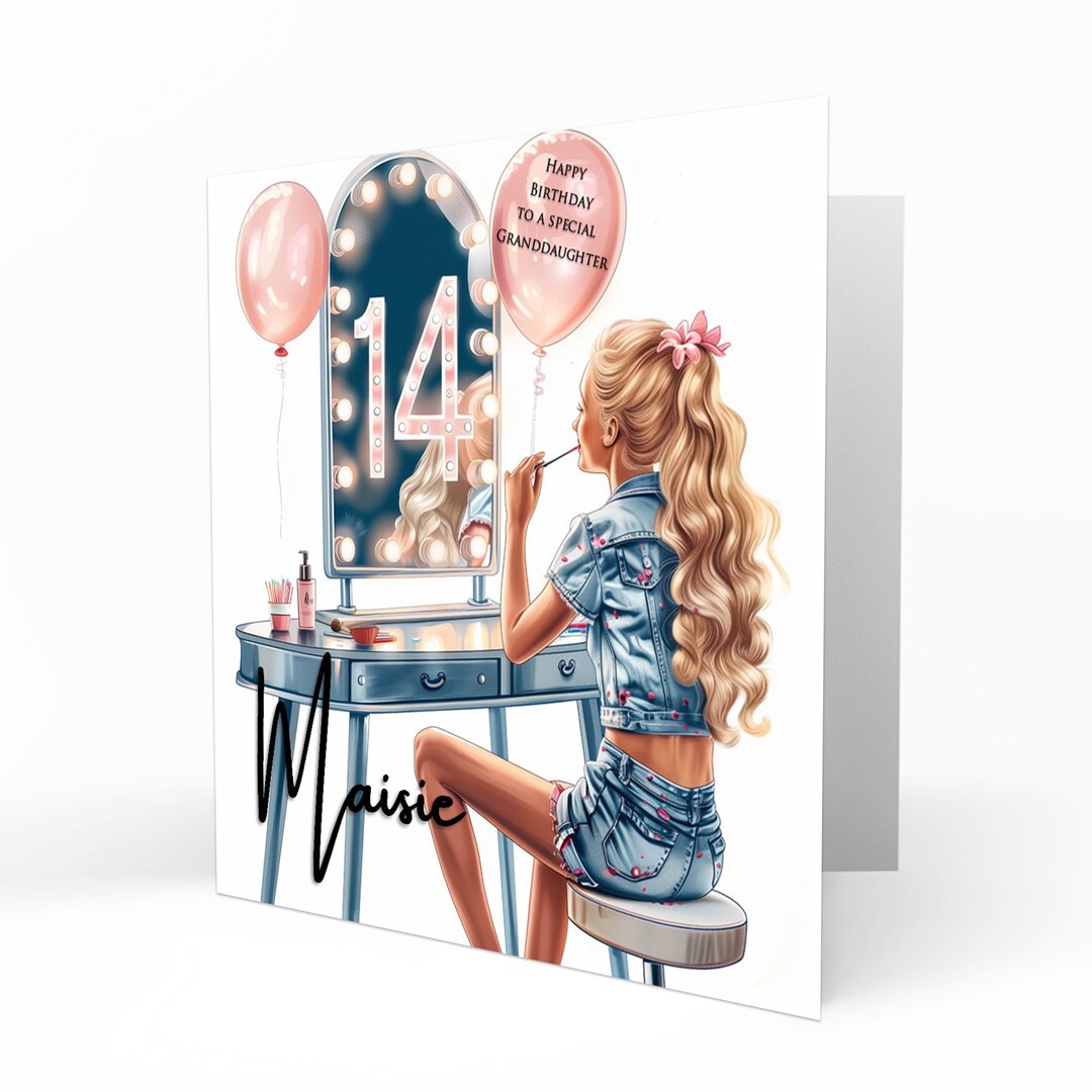 Personalised 14th Birthday Card Girls Granddaughter Niece Daughter ...