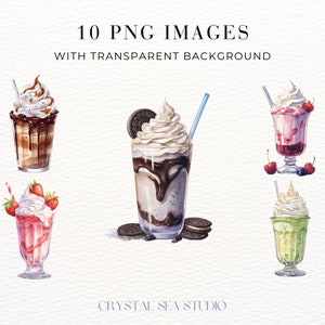 Watercolor Milkshake Clipart, Instant Download, Dessert Clipart ...