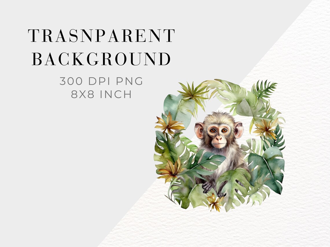 Watercolor Jungle Animal Clipart Instant Download Tropical - Etsy