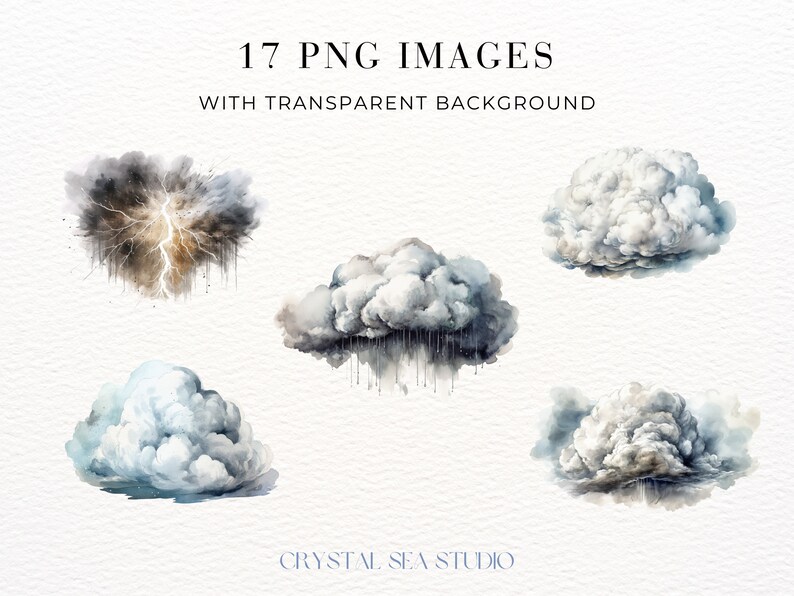 Watercolor Cloud Clipart, Weather Clipart, Cloud SVG, Commercial Use ...