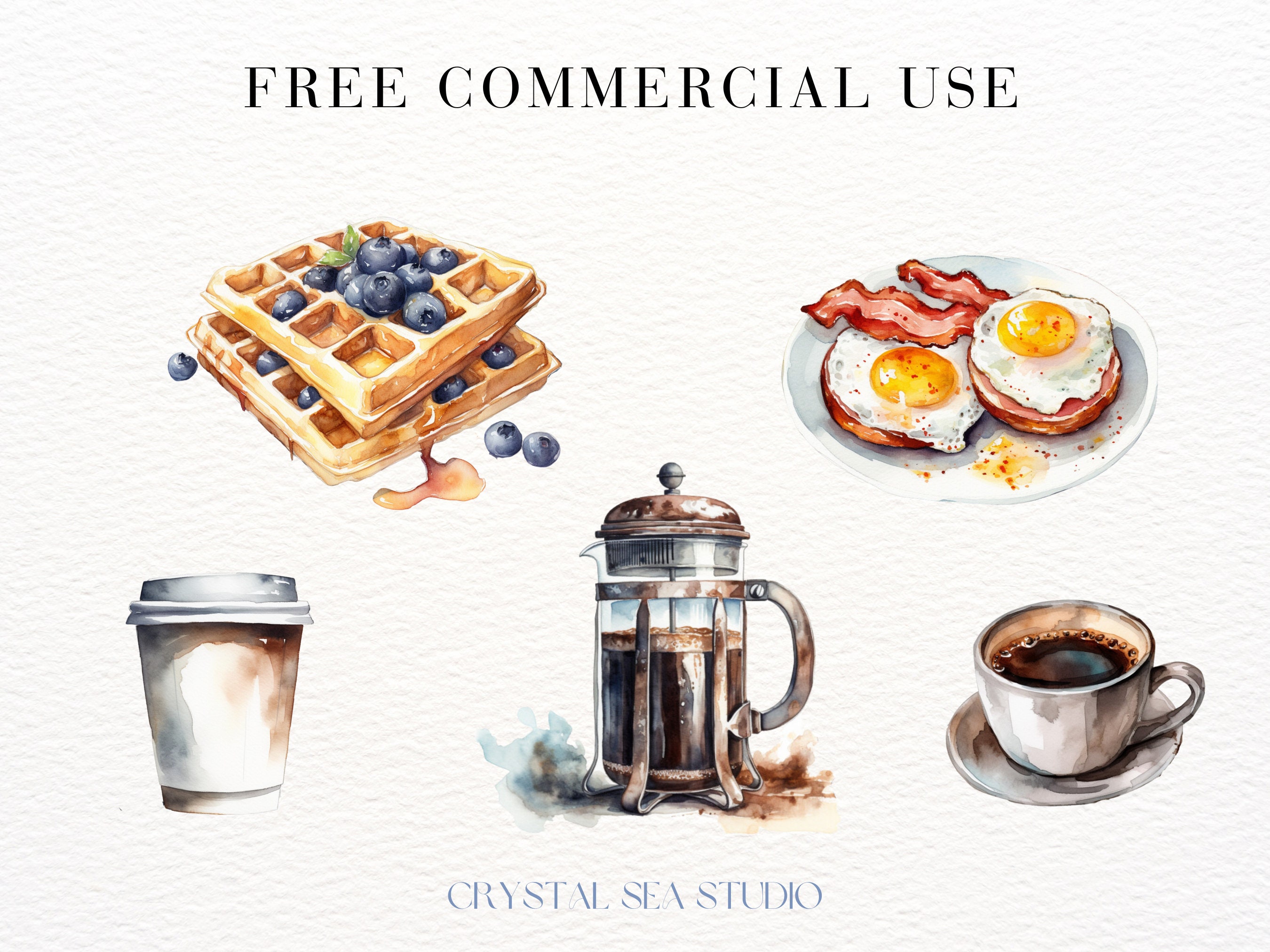 Watercolor Breakfast Clipart: Food Illustrations (instant Download) - Etsy