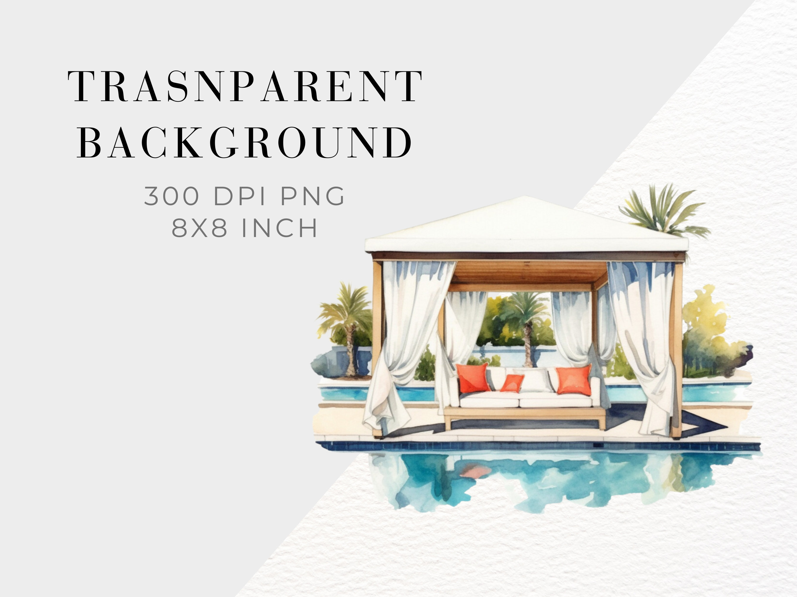 Watercolor Pool Party Clipart: Summer PNG Images (digital Download) - Etsy