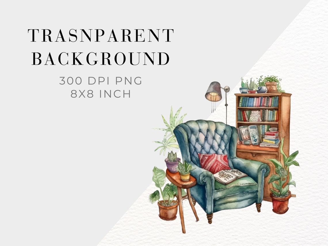 Watercolor Library Clipart, Commercial Use, Reading Clipart, Watercolor ...