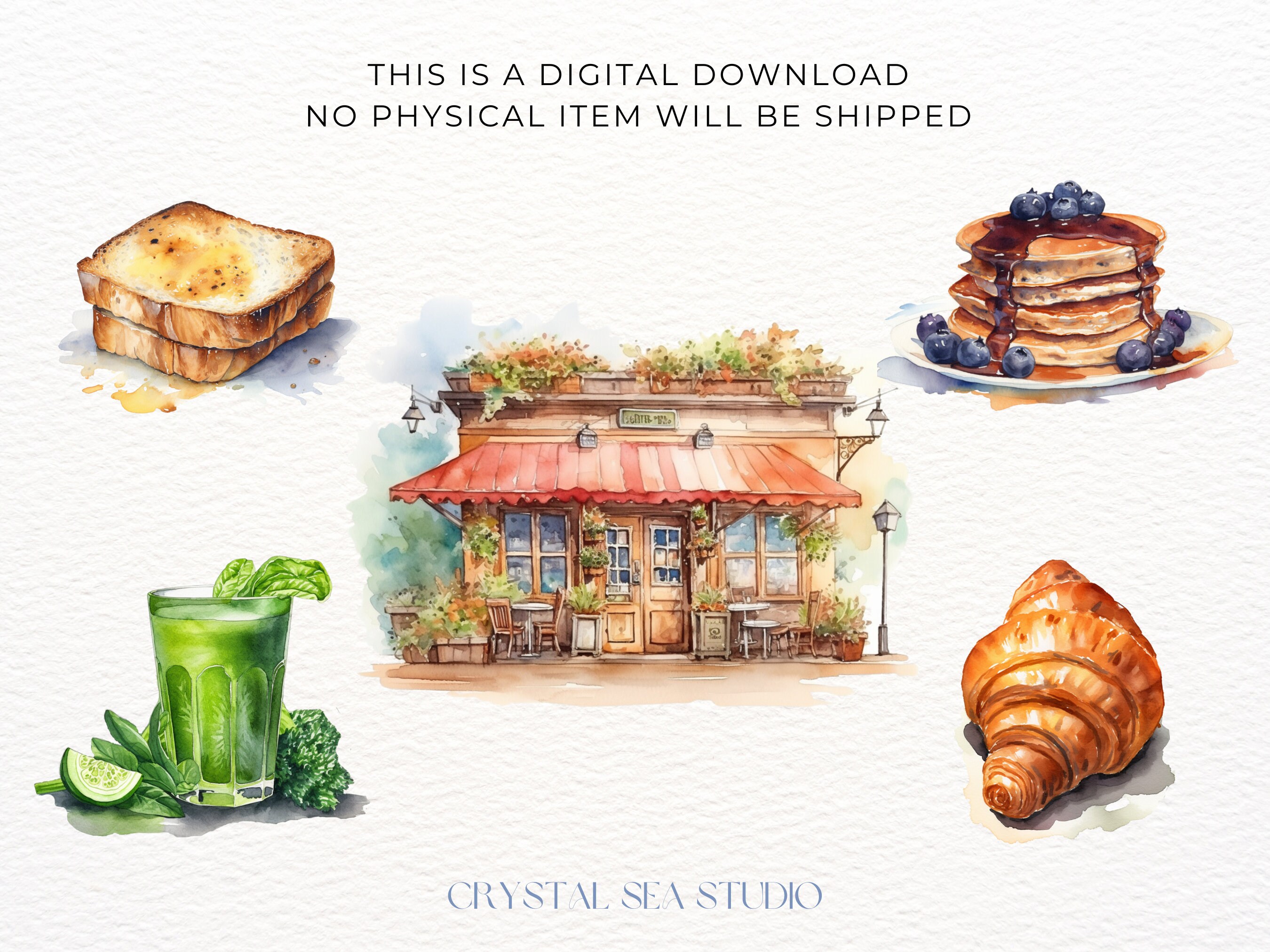 Watercolor Breakfast Clipart: Food Illustrations (instant Download) - Etsy