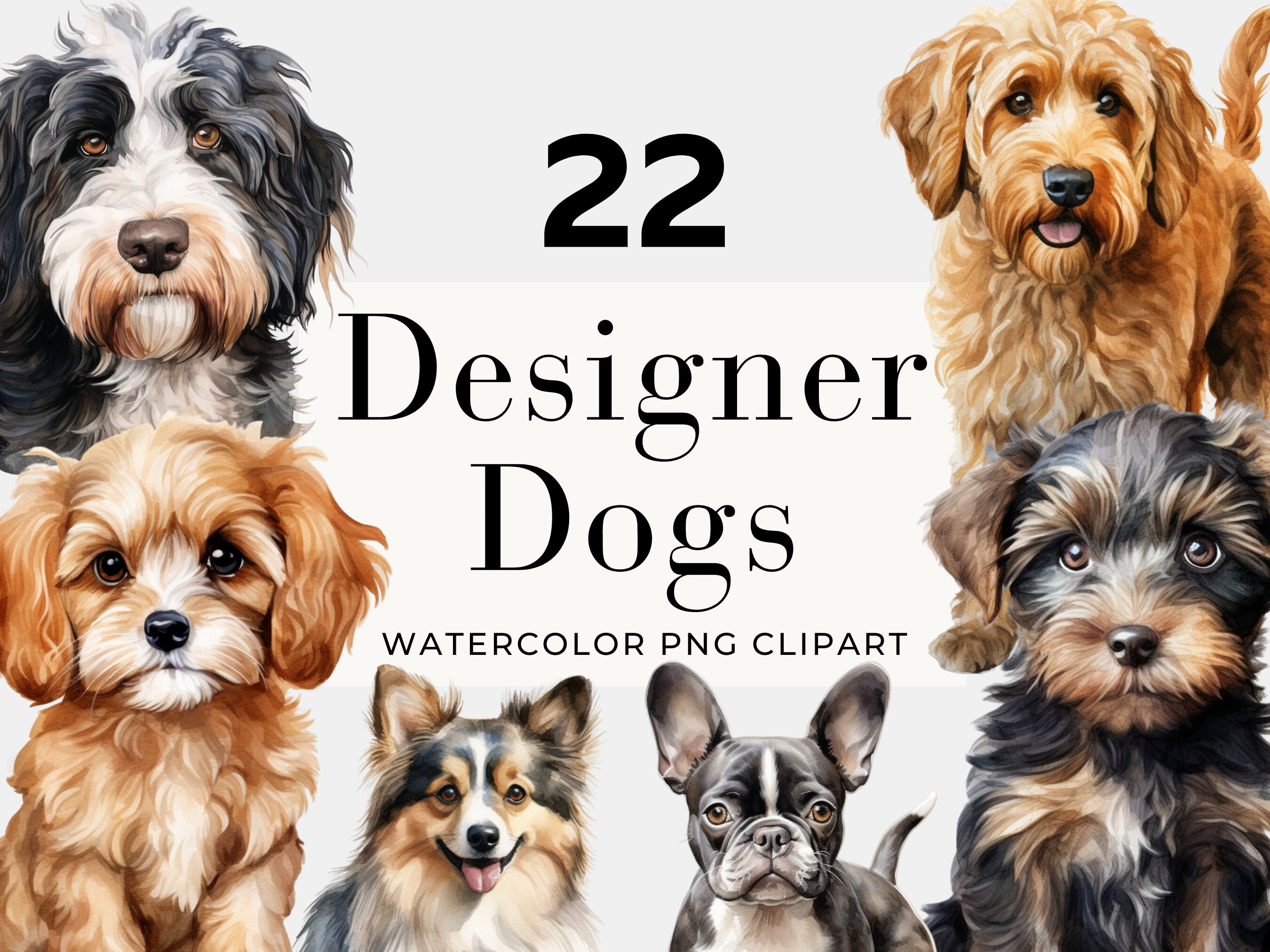 Watercolor Dog Clipart, Instant Download, Dog PNG, Designer Dog Clip ...