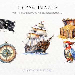 Watercolor Pirate Clipart, Instant Download, Pirate PNG, Nautical ...