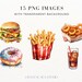 Watercolor Fast Food Clipart, Instant Download, Burger and French Fries ...
