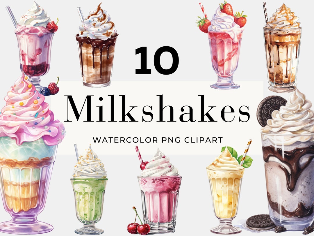 Watercolor Milkshake Clipart, Instant Download, Dessert Clipart ...