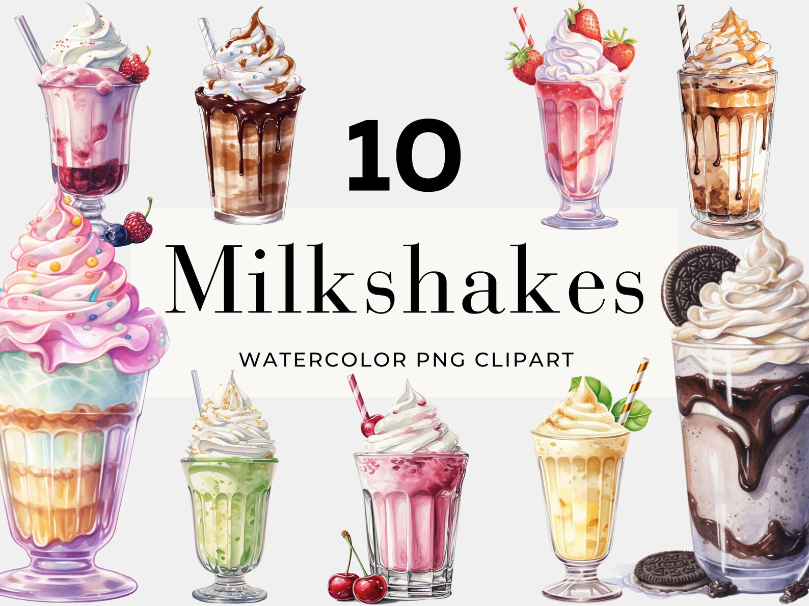 Watercolor Milkshake Clipart, Instant Download, Dessert Clipart ...