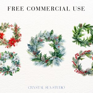 Watercolor Christmas Wreath Clip Art: Holiday Illustrations (instant ...