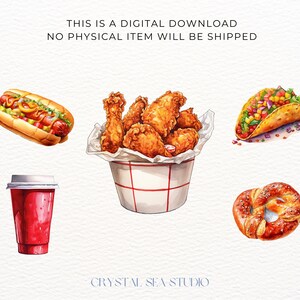 Watercolor Fast Food Clipart, Instant Download, Burger and French Fries ...