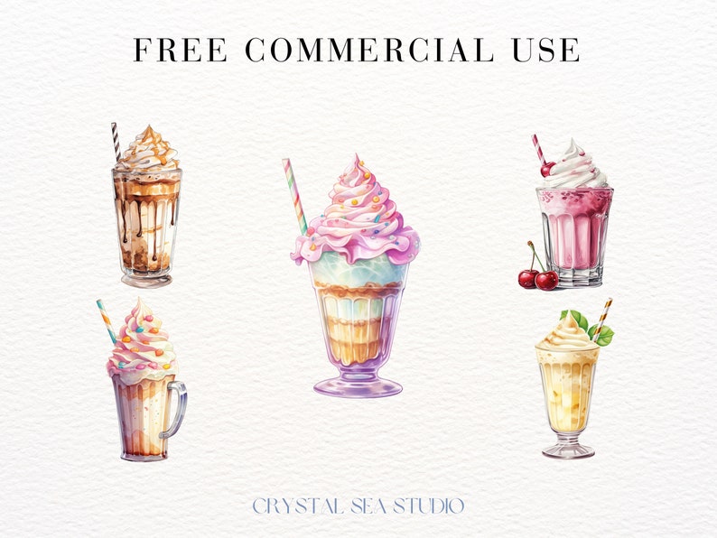 Watercolor Milkshake Clipart, Instant Download, Dessert Clipart ...