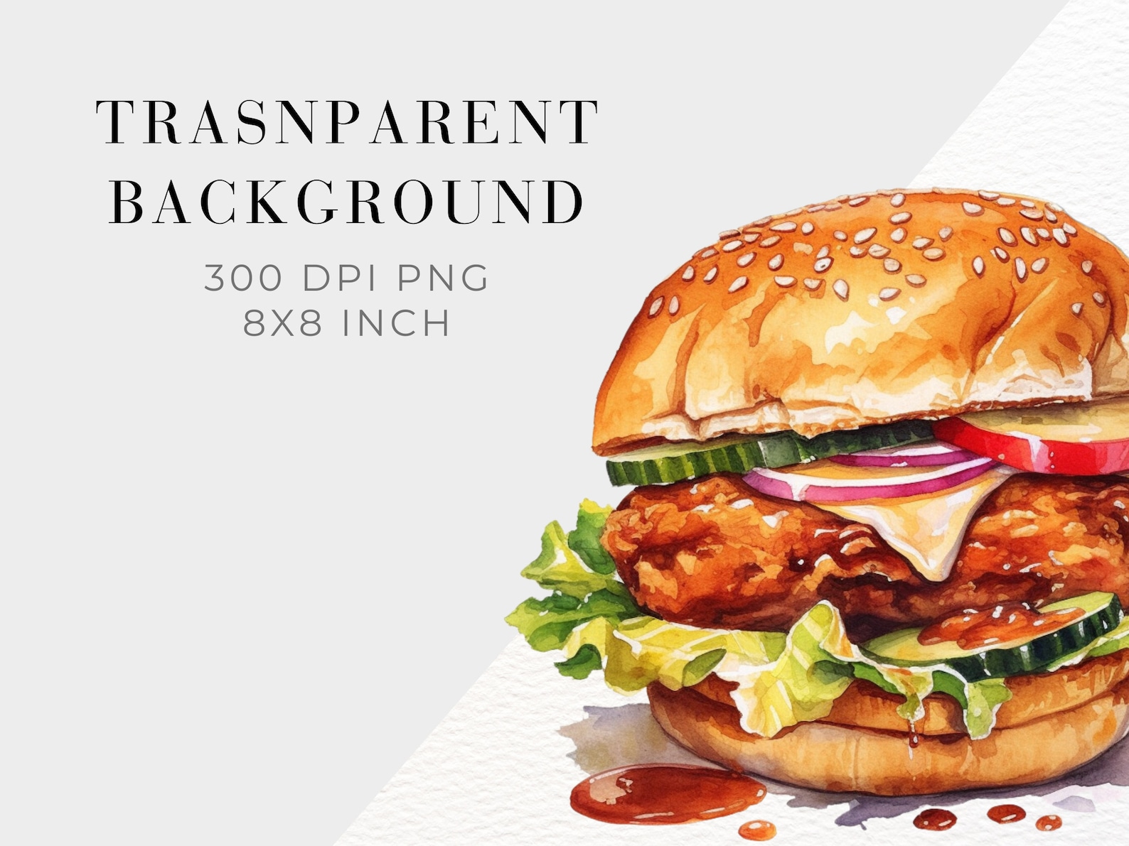 Watercolor Fast Food Clipart Instant Download Burger and - Etsy