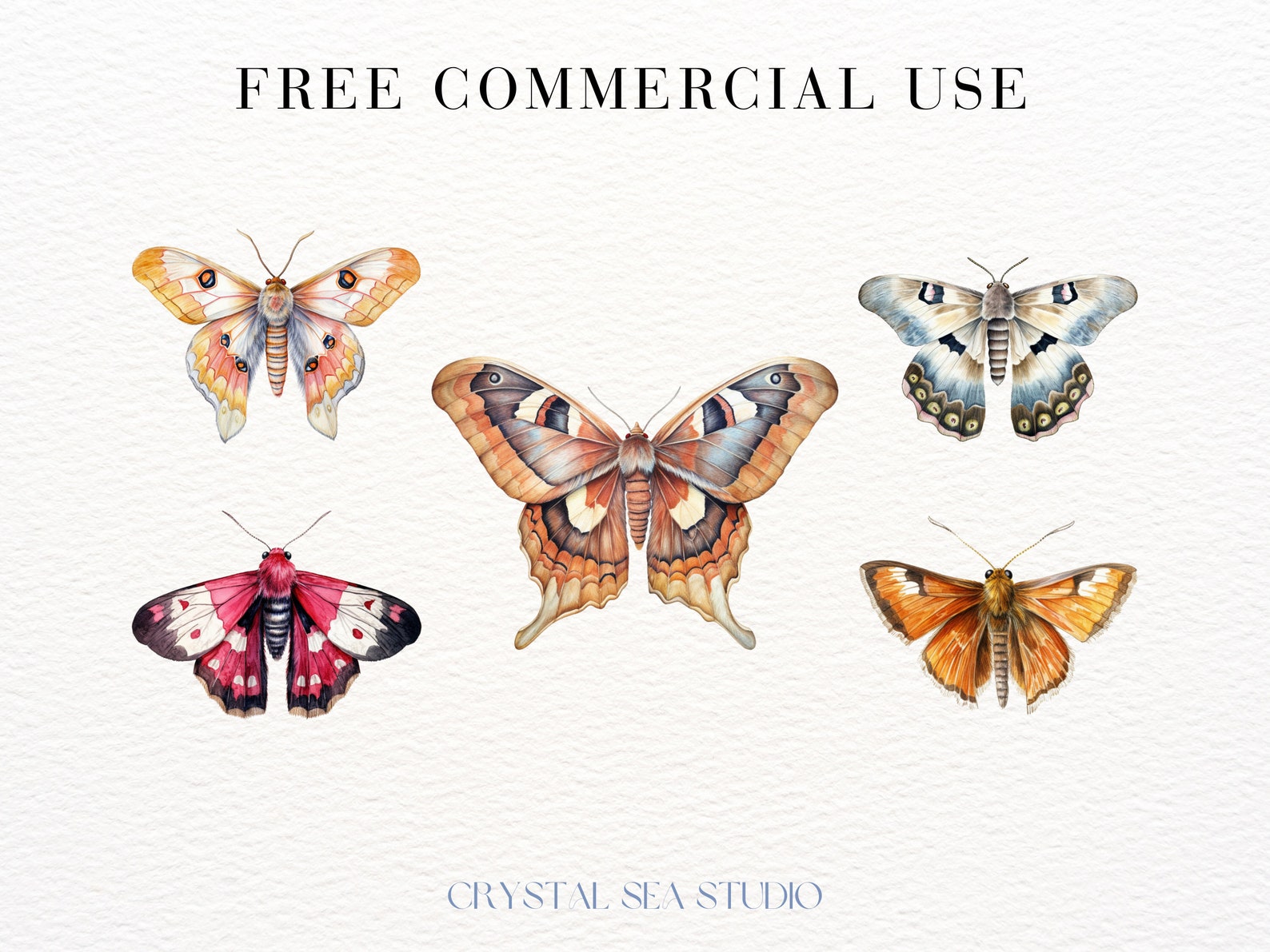 Watercolor Moth Clipart, Instant Download, Moth PNG, Vintage Moths ...