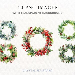 Watercolor Christmas Wreath Clip Art: Holiday Illustrations (instant ...