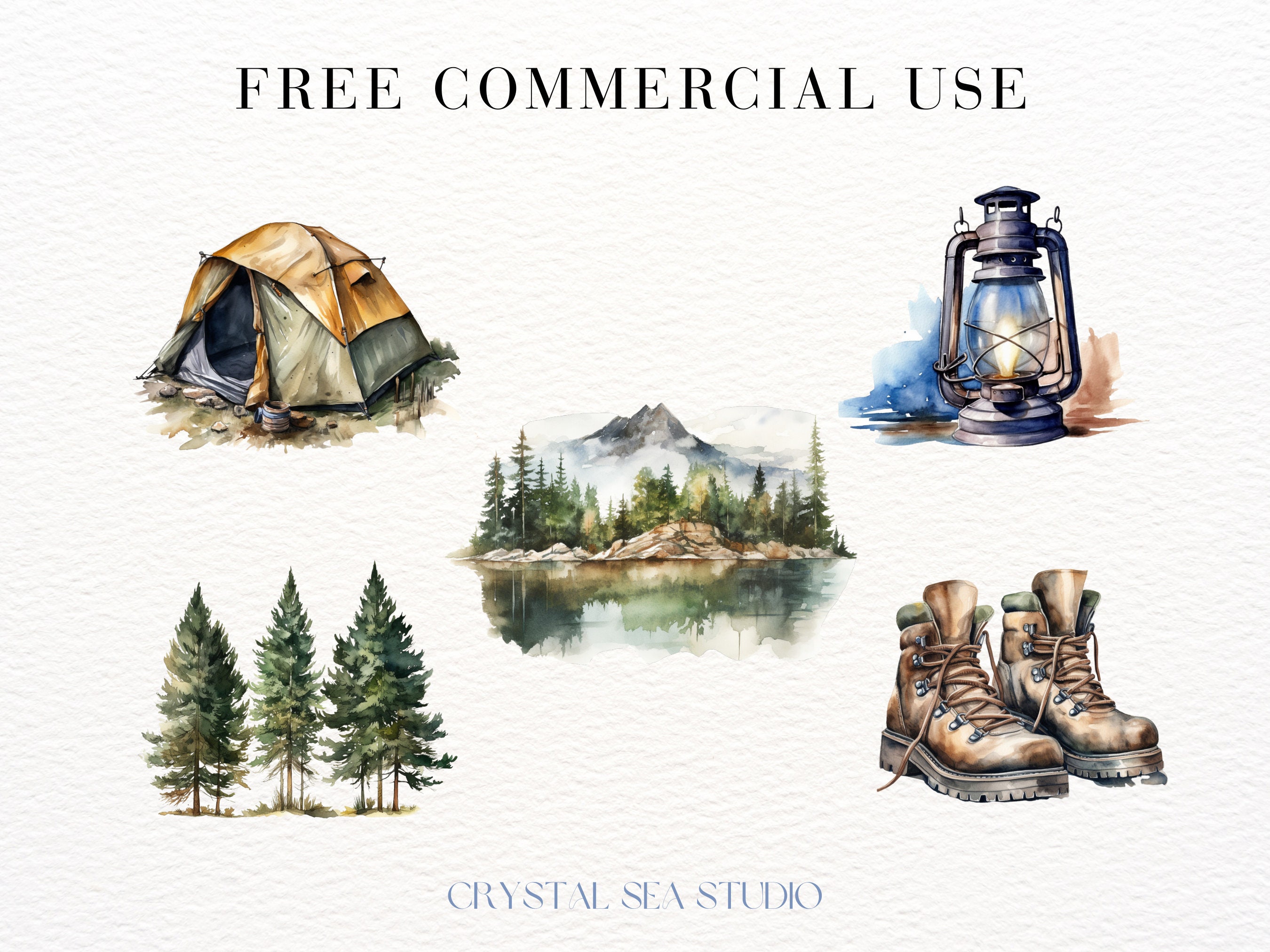 Watercolor Camping Clipart, Commercial Use, Happy Camper PNG, Camping ...