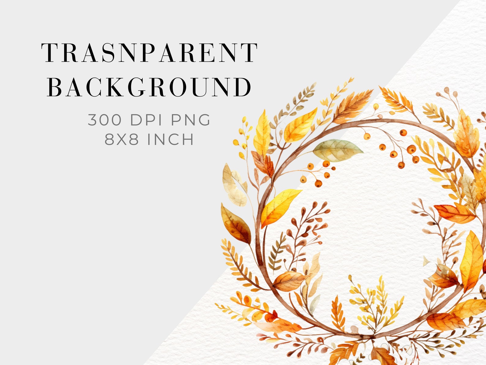 Watercolor Fall Wreath Clip Art, Instant Download, Autumn, Watercolor ...