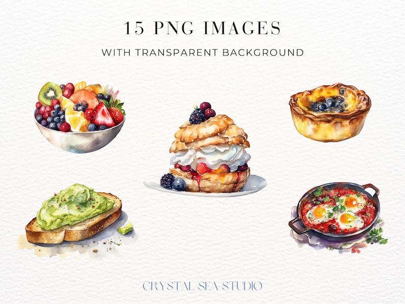 Watercolor Breakfast Clipart: Food Illustrations (instant Download) - Etsy