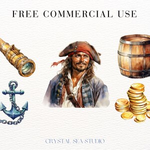 Watercolor Pirate Clipart, Instant Download, Pirate PNG, Nautical ...