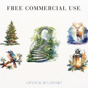 Watercolor Forest Clipart, Instant Download, Enchanted Forest Clipart ...