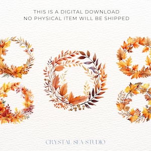 Watercolor Fall Wreath Clip Art, Instant Download, Autumn, Watercolor ...