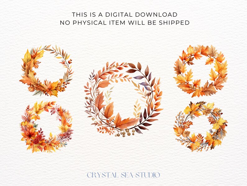 Watercolor Fall Wreath Clip Art, Instant Download, Autumn, Watercolor ...