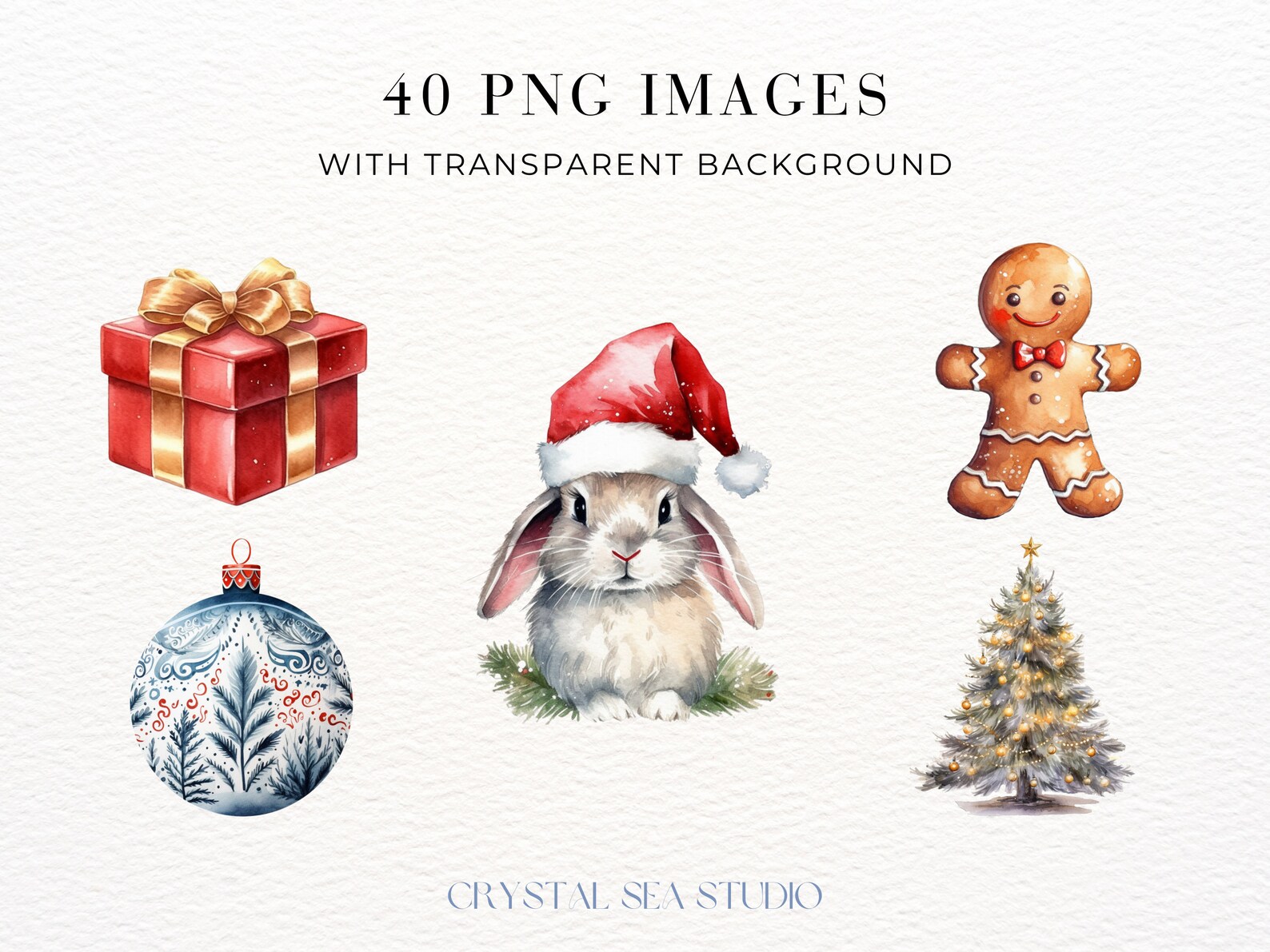 Watercolor Classic Christmasclipart Bundle, Instant Download, Christmas ...
