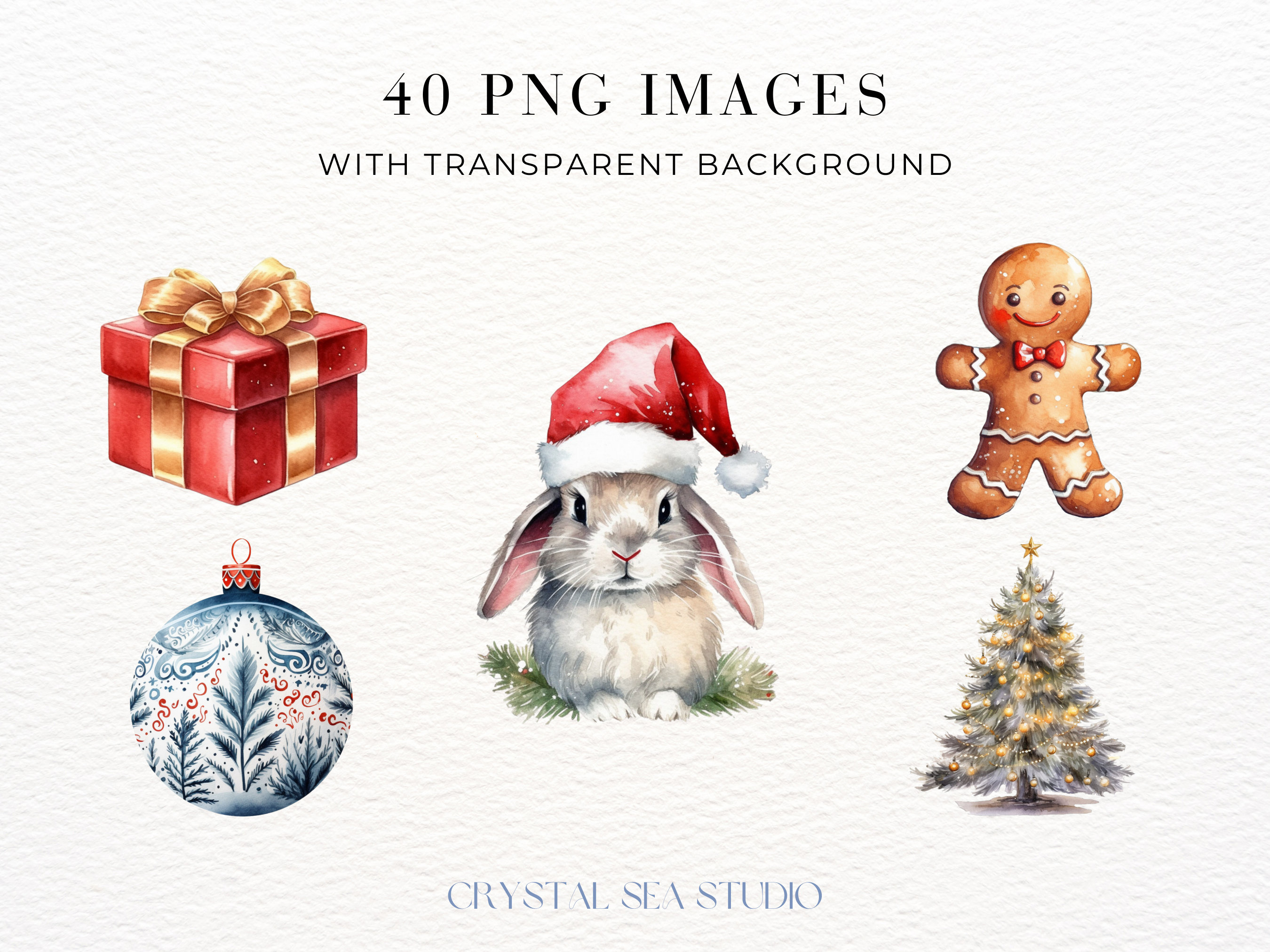 Watercolor Classic Christmasclipart Bundle, Instant Download, Christmas ...