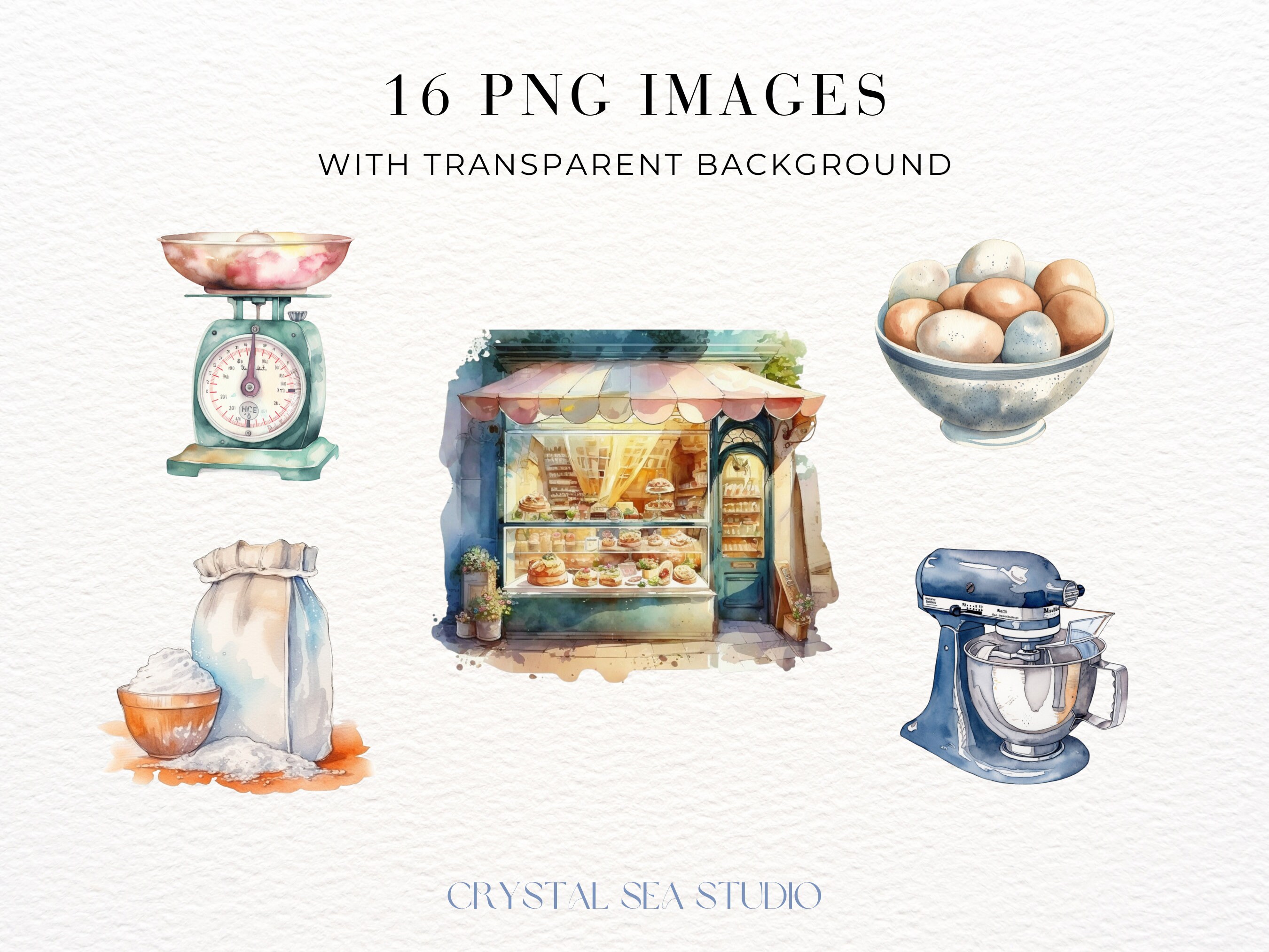 Watercolor Bakery Clipart, Instant Download, Baking Clipart, Bread ...