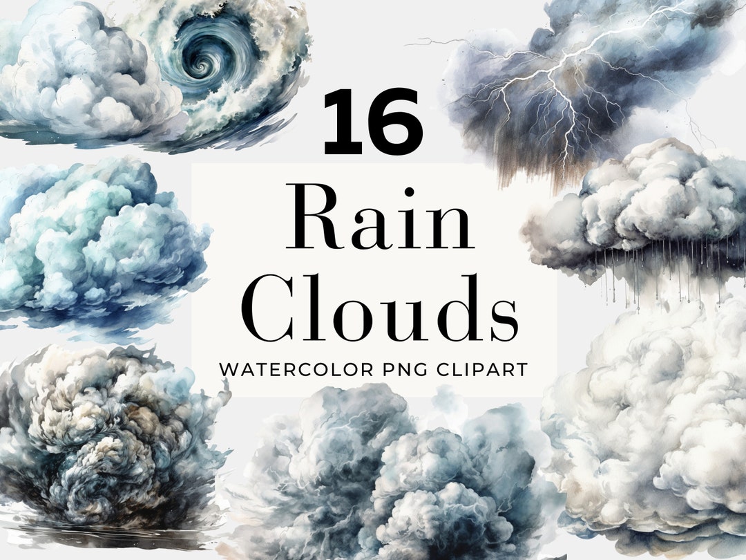 Watercolor Cloud Clipart, Weather Clipart, Cloud SVG, Commercial Use ...