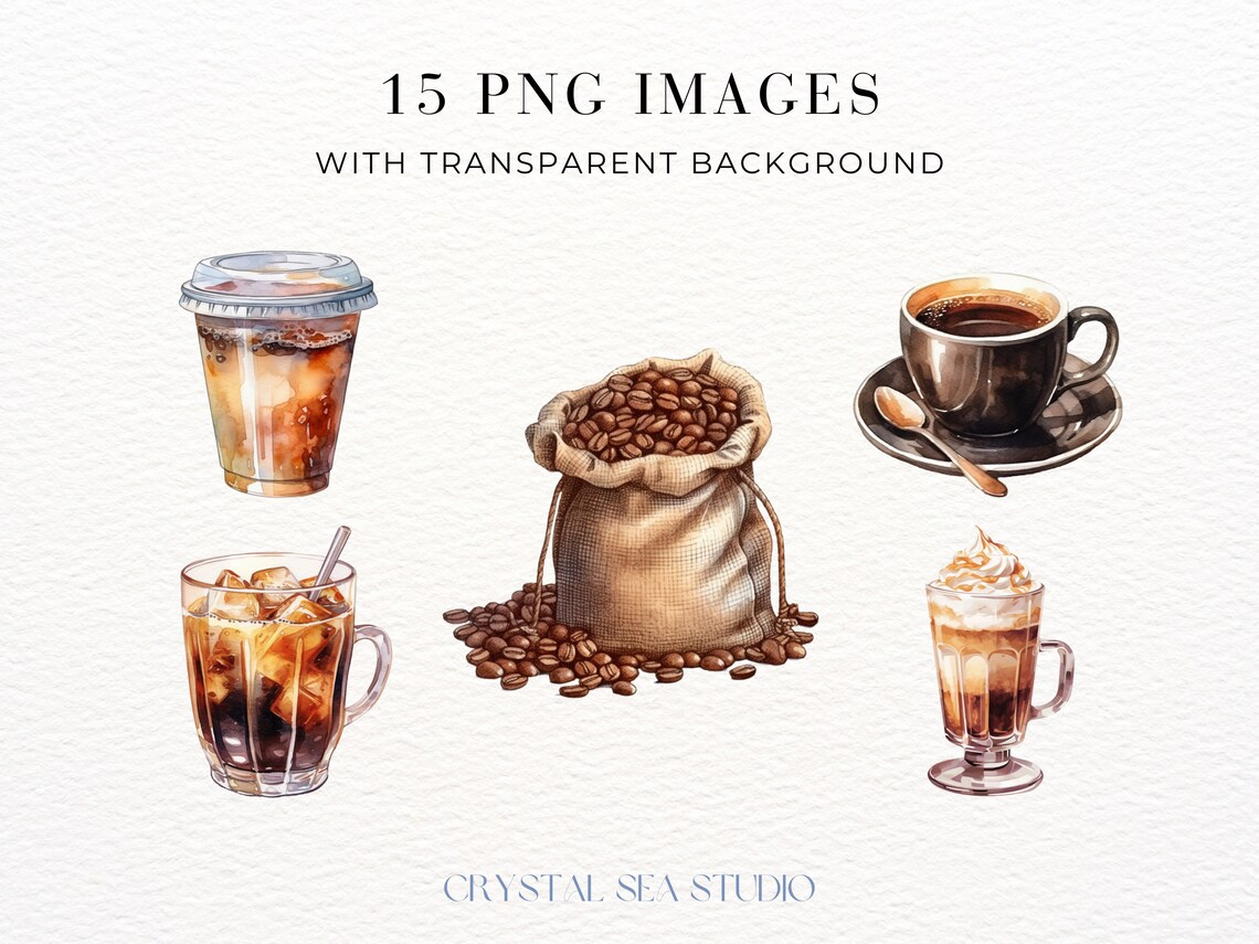 Watercolor Coffee Clipart, Instant Download, Coffee Drinks Clipart ...