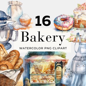 Watercolor Bakery Clipart, Instant Download, Baking Clipart, Bread ...