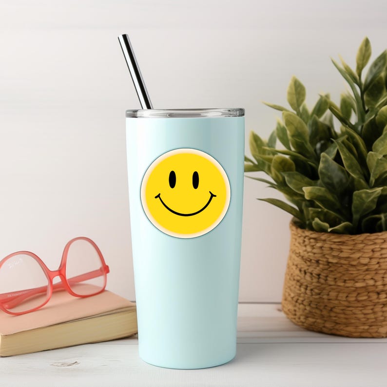 Yellow Smiley Face Sticker | Vinyl Sticker | Water Resistant ...